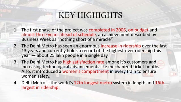Delhi Metro: A comprehensive analysis | PPTX