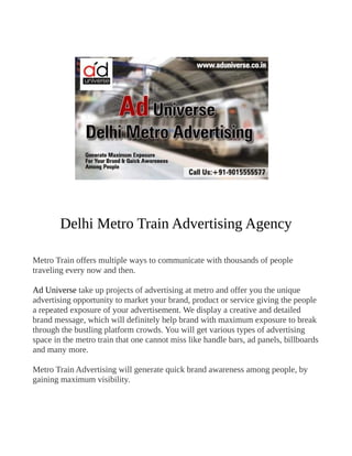 Delhi metro advertising | PDF | Advertising Industry | Industries