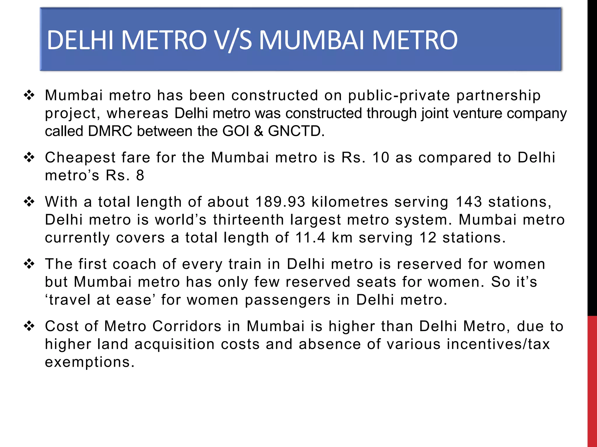 Delhi metro - Project Finance | PPTX
