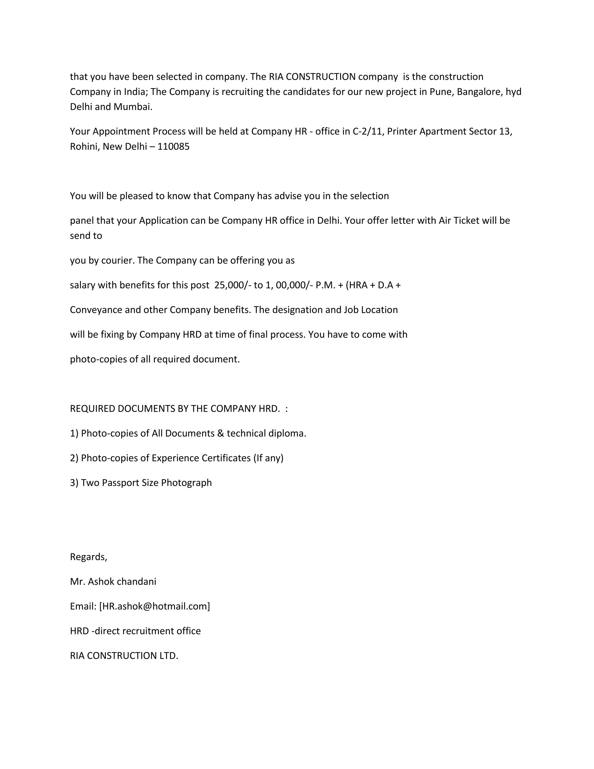 Walk-in interview | DOCX