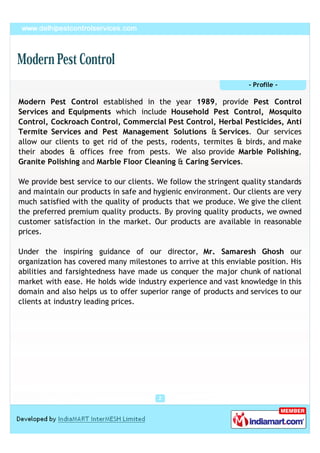 Modern Pest Control, New Delhi, Pest Control Management | PDF