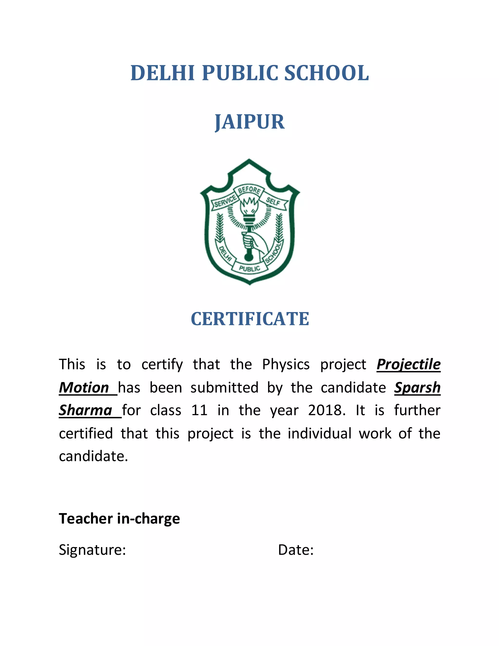 Physics Project Class 11 | DOCX