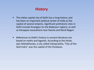 Delhi's history economy,culture,language,sport and religion | PPTX