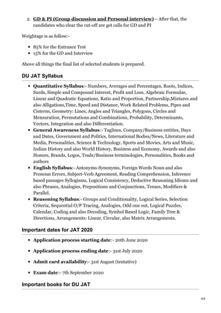 Delhi university jat entrance exam | PDF