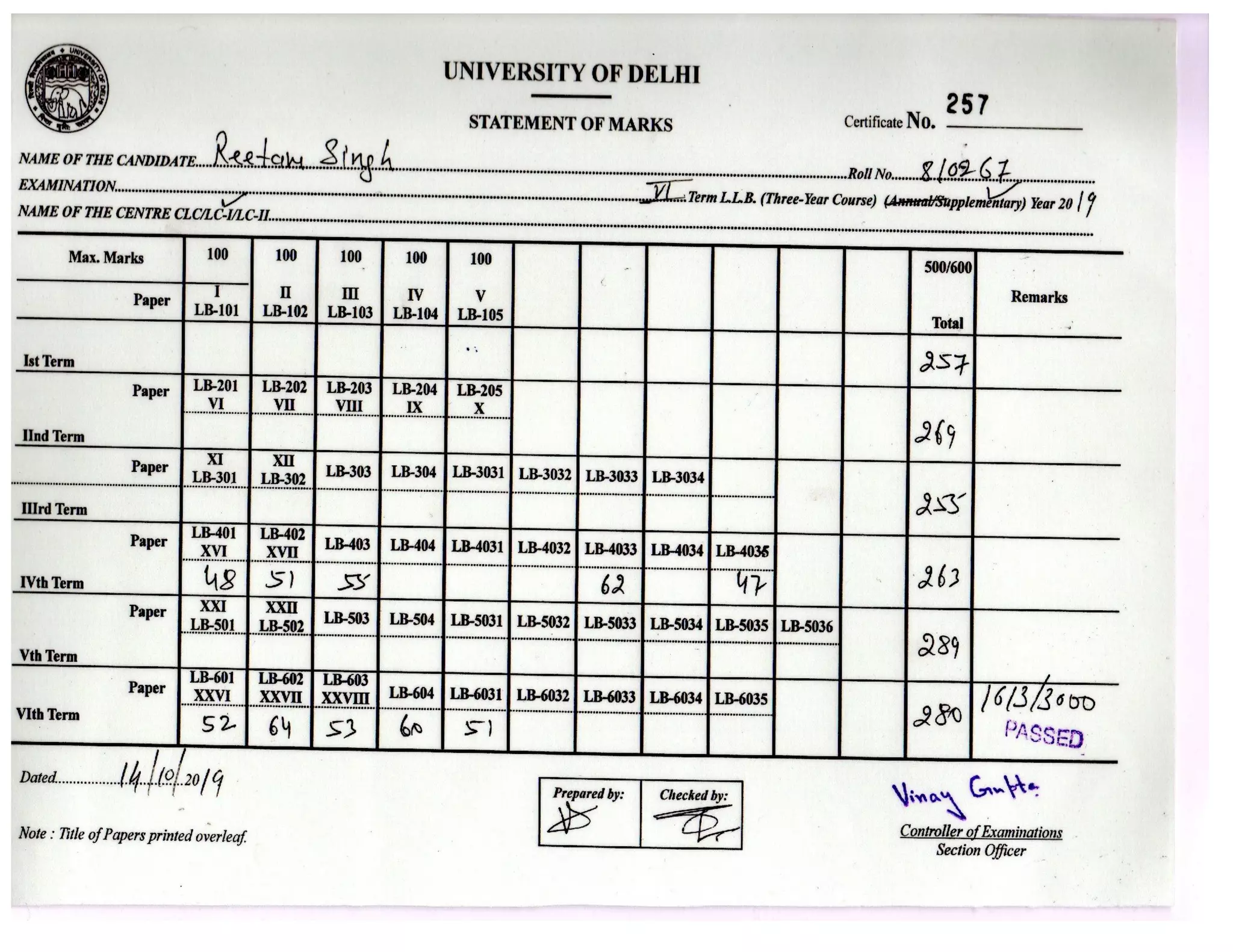 Law Transcript Degree and Certificates | PPT