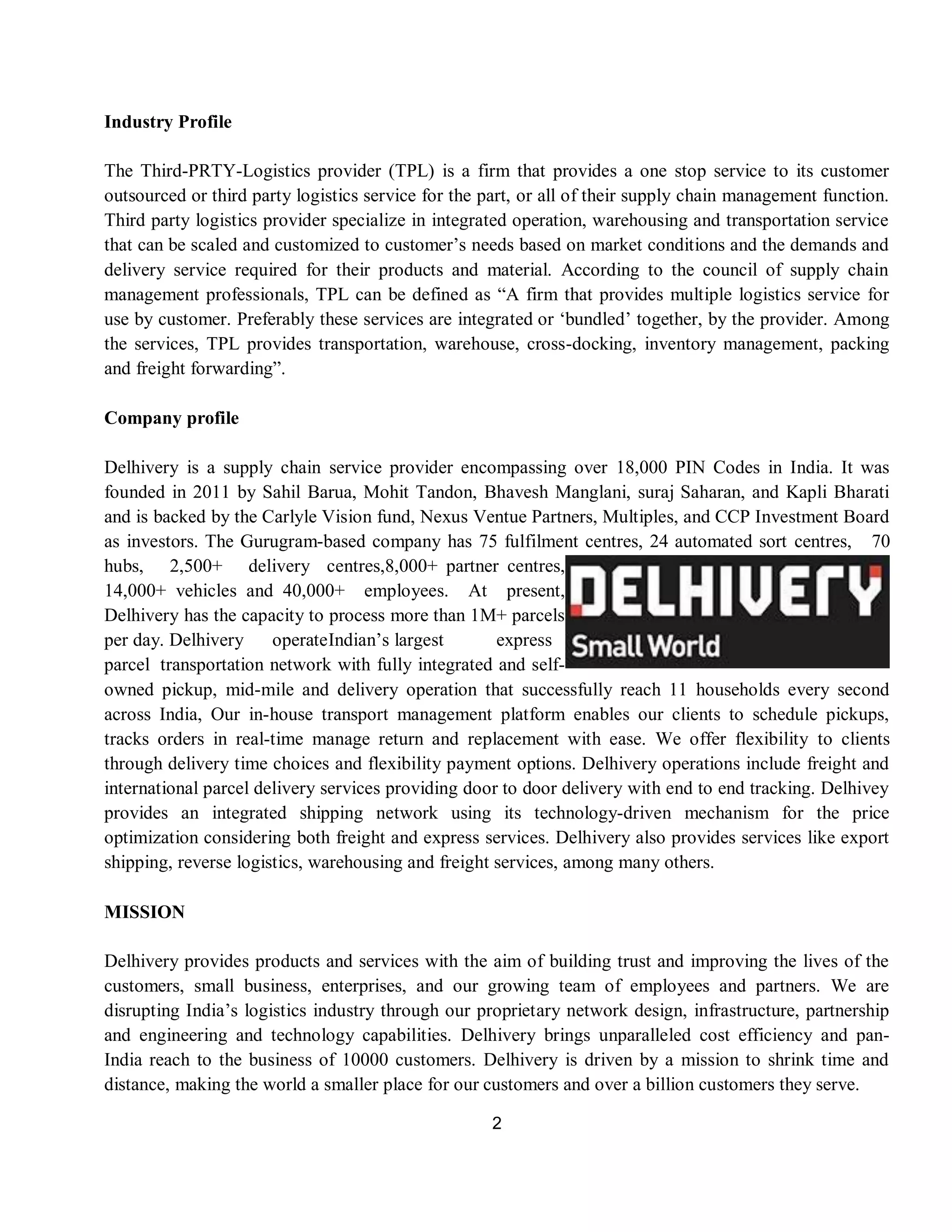 Delhivery logistics | PDF