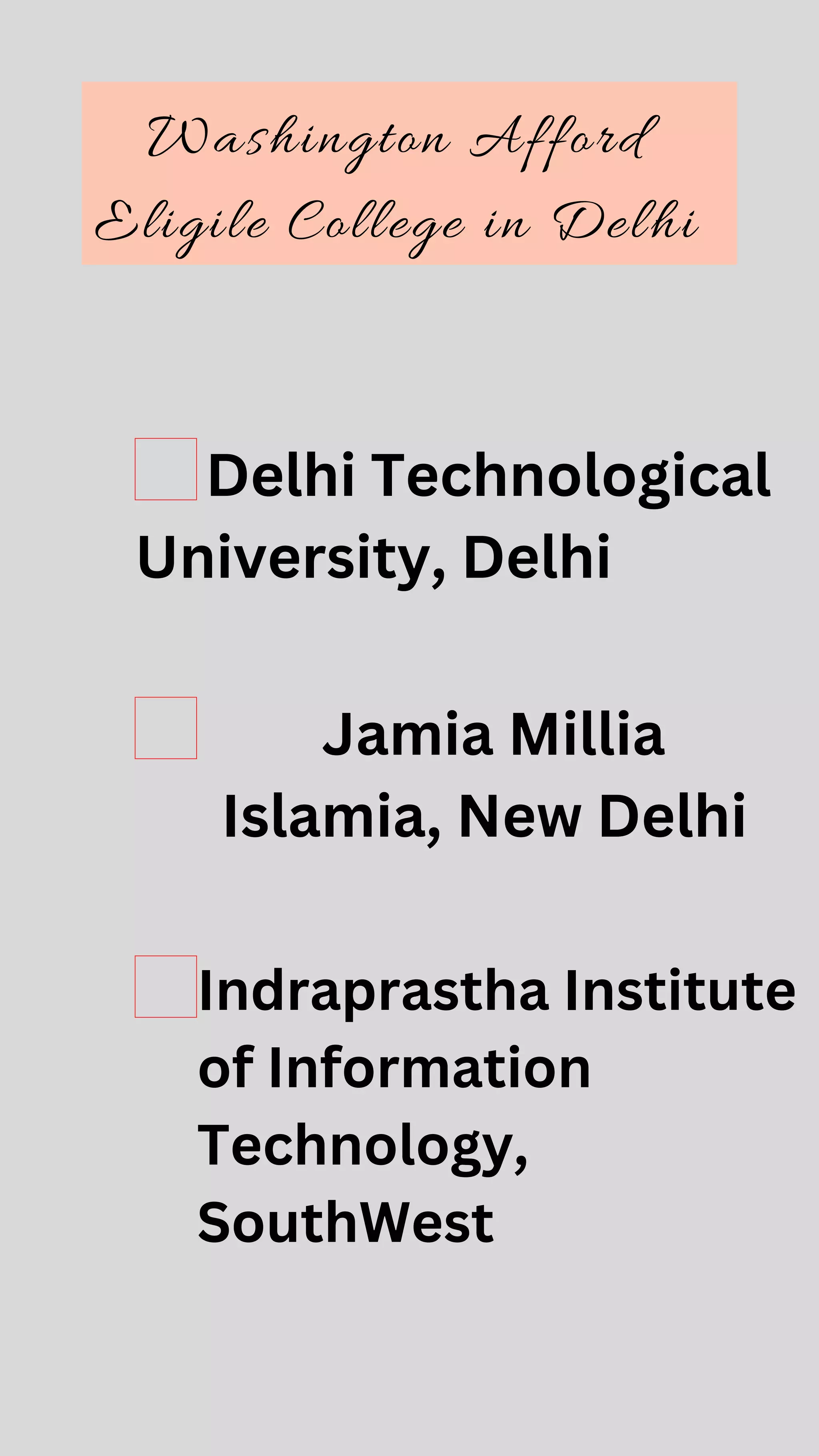 Delhi Washington afford university list | PDF