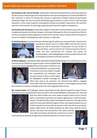 Deliberations of Round Table on India Africa Agriculture | PDF