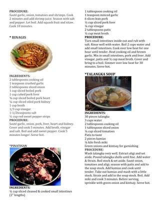 Delicacies with recipe of region iii | DOCX