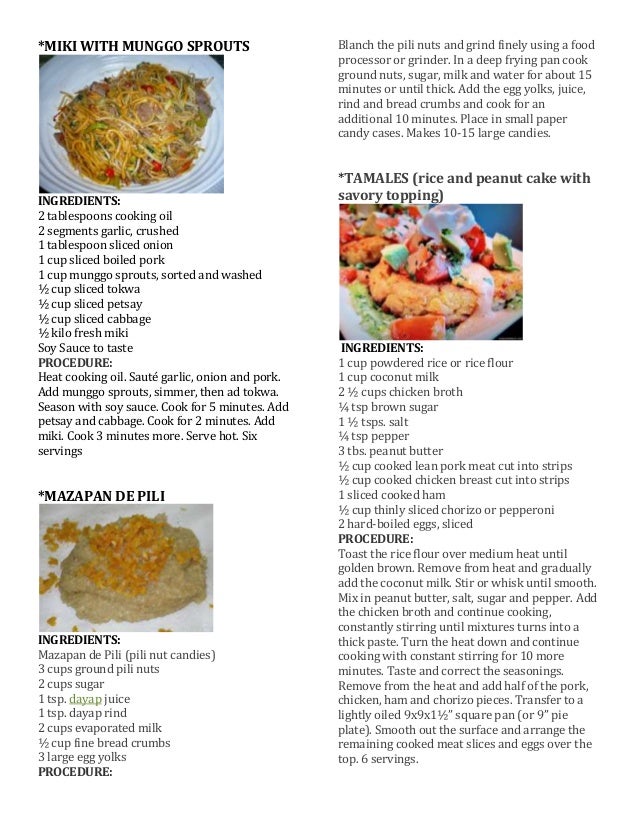 Delicacies with recipe of region iii