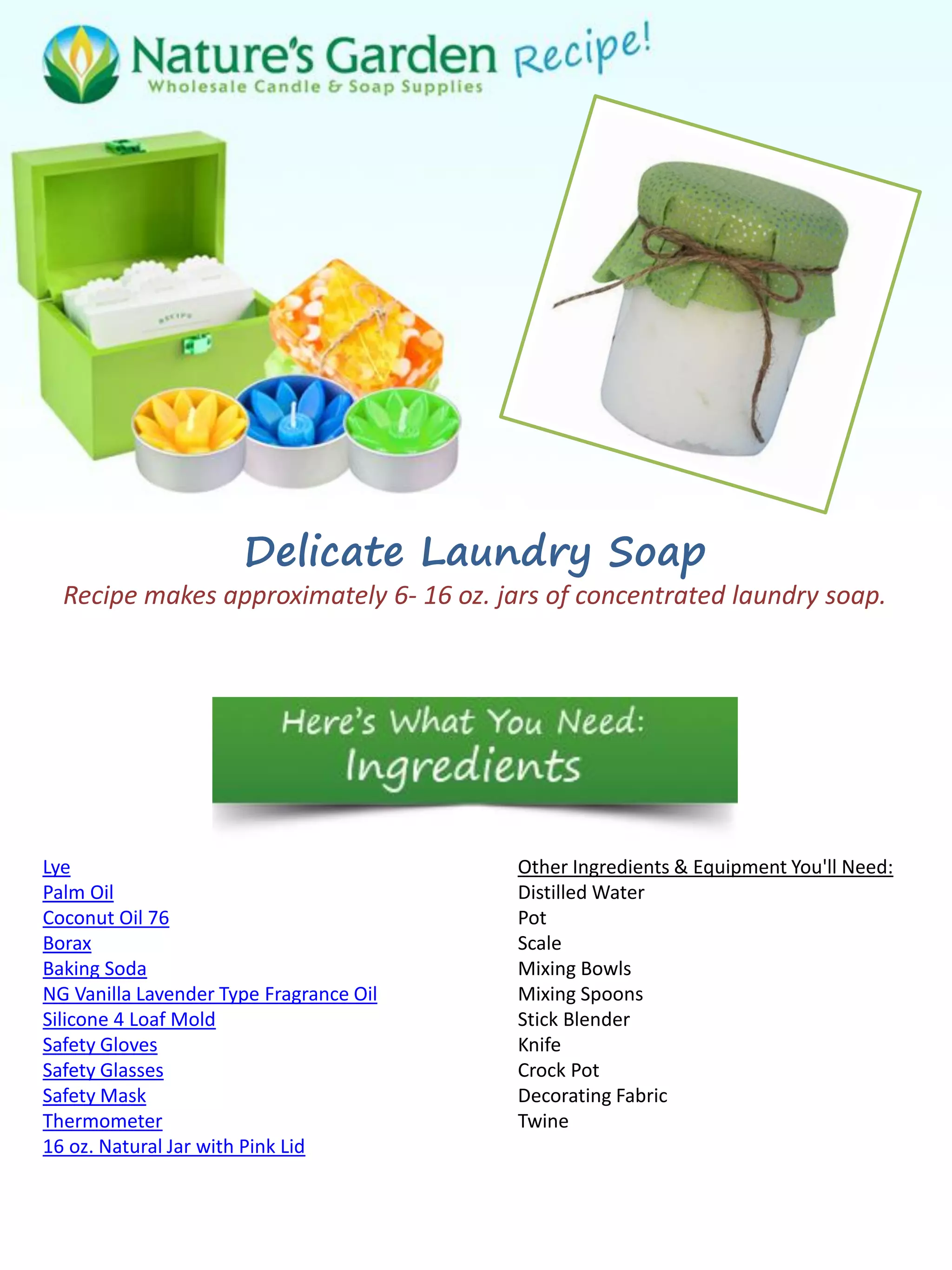 Delicate laundry soap | PDF | Candle and Soap Making | Arts and Crafts
