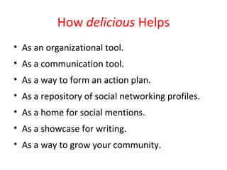 Delicious | PPT | Social Networking | Internet