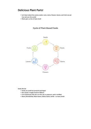 Delicious Plant Parts we eat ( roots,stems,flowers,fruits,seed) | PDF