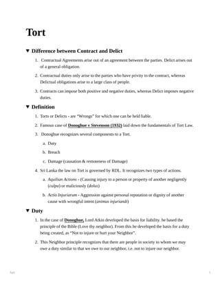 Delict - for MBA Subject at PIM SJP Sri lanka | PDF