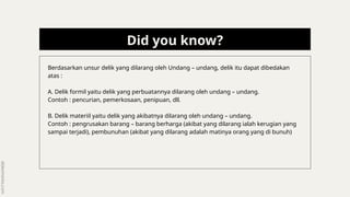 pembahasan tentang delik dan jenis-jenisnya | PPTX