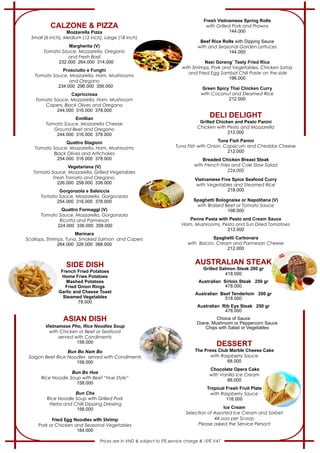 Press Club Hanoi - Deli Menu 2012 | PDF