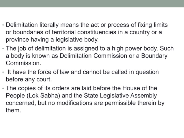 Delimitation commission of india | PPTX | Elections | Politics