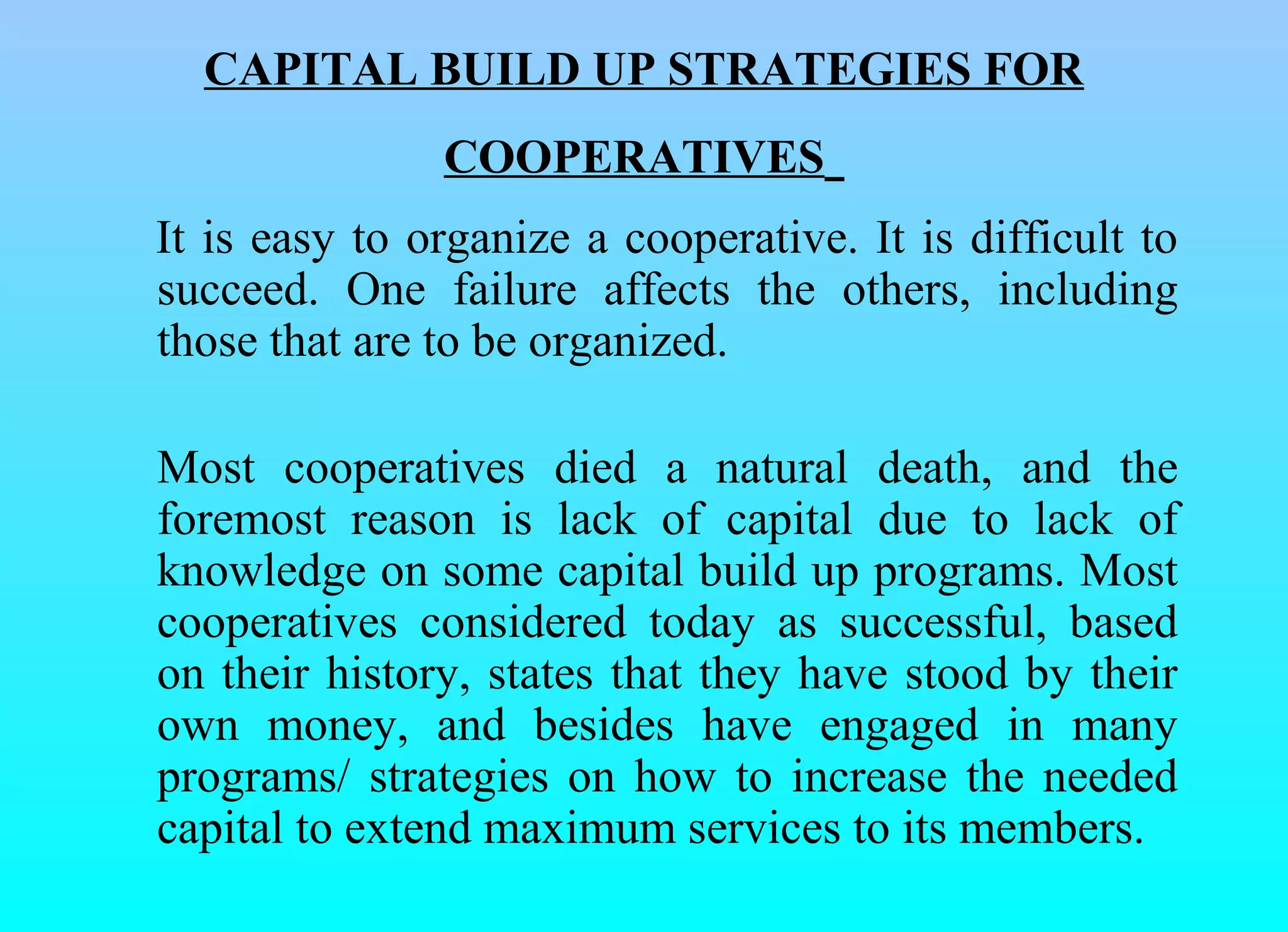 Delinquency control & capital build up for cooperatives | PPT