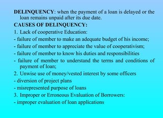 Delinquency control & capital build up for cooperatives | PPT