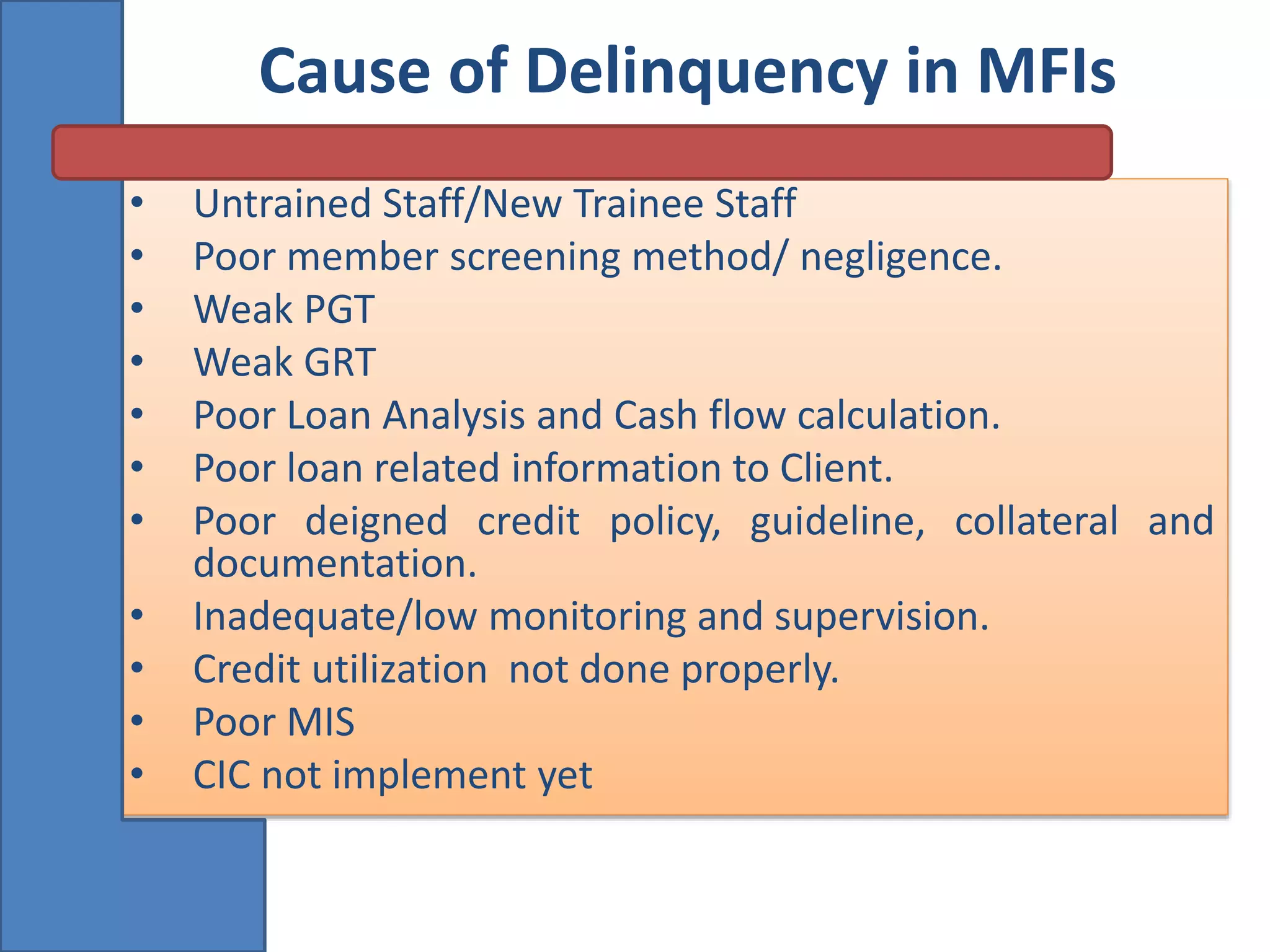 Delinquency management in MFIs | PPTX