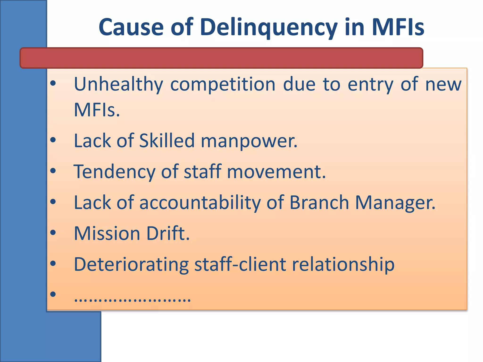 Delinquency management in MFIs | PPTX