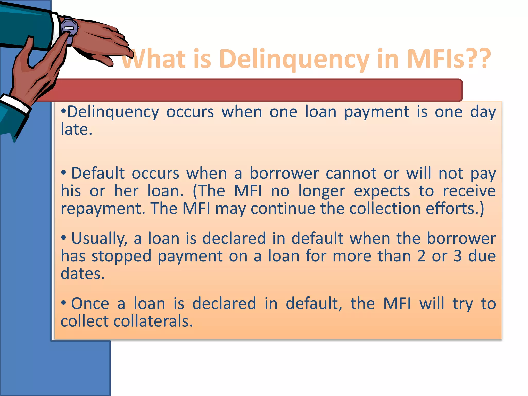 Delinquency management in MFIs | PPTX