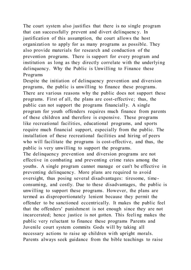 Delinquency Prevention and Diversion ProgramsNameInstitutionCo | PDF