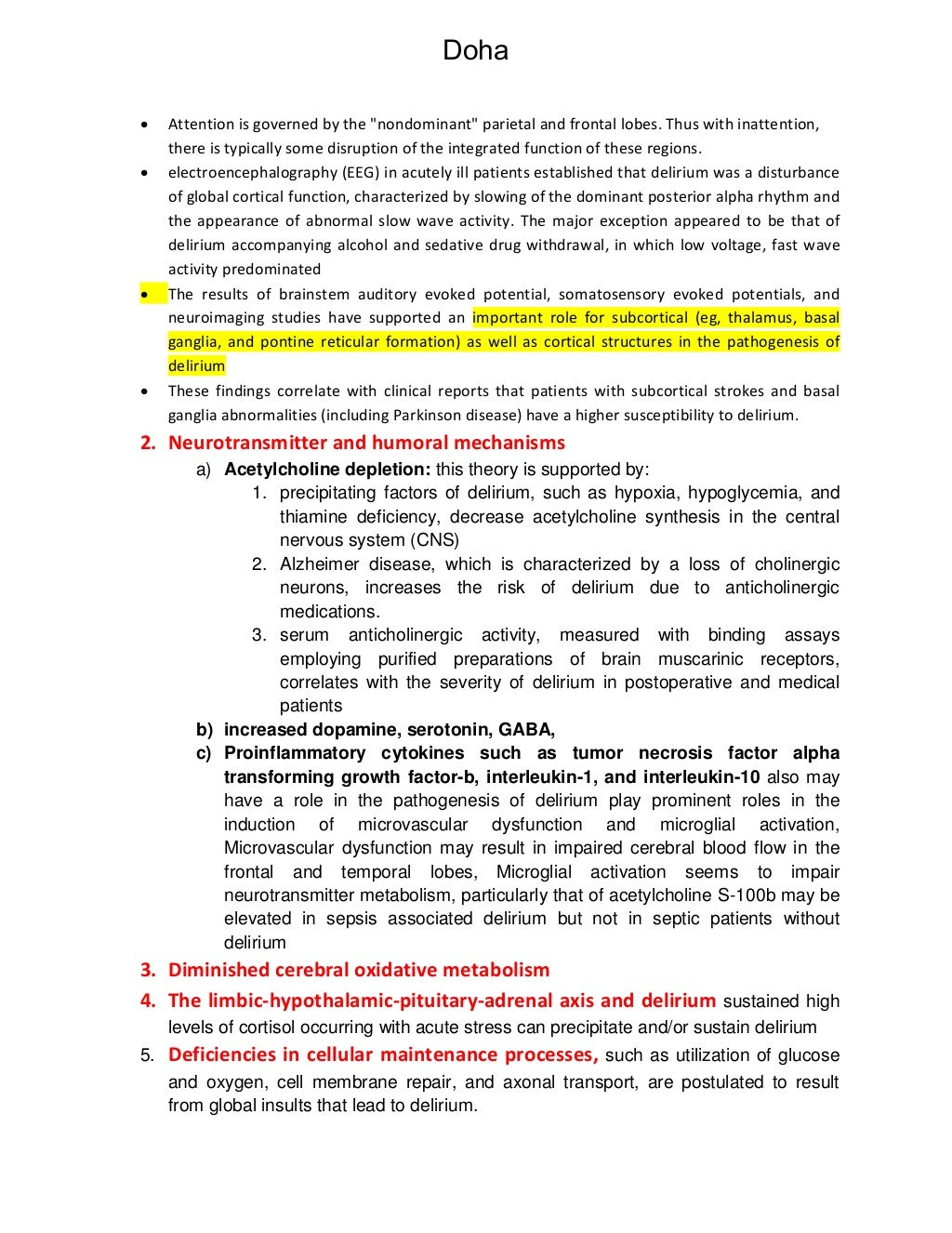 lecture notes of Delirium | PDF