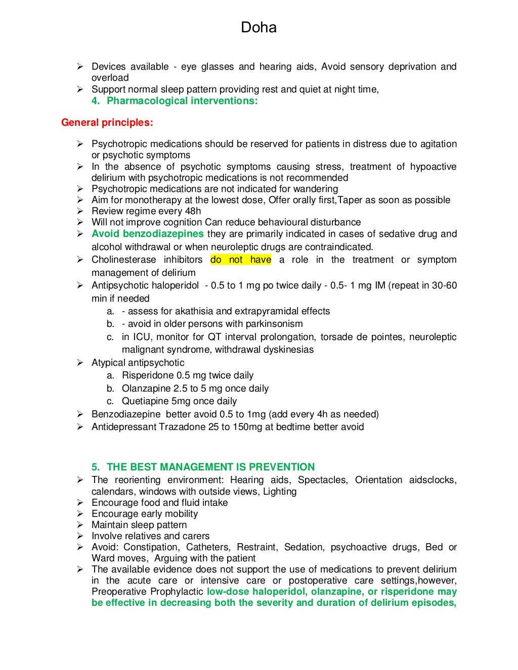 lecture notes of Delirium | PDF