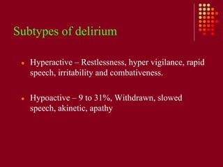Delirium | PDF | Brain and Nervous System Disorders | Diseases and ...