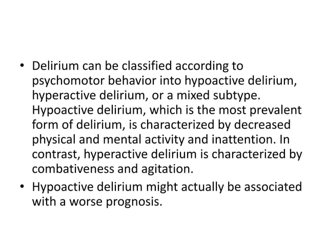 Delirium | PPTX | Brain and Nervous System Disorders | Diseases and ...