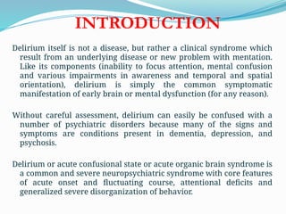 Delirium power point presentation for nursing | PPTX