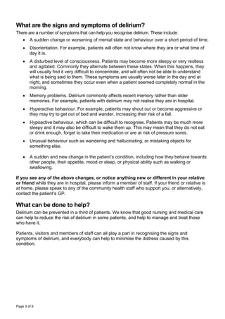 Delirium information-for-patients-relatives-and-carers | PPT
