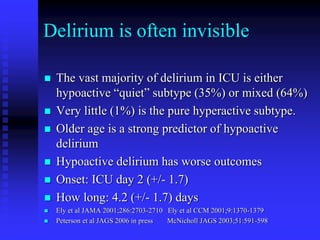 Delirium in critical illness. | PPT