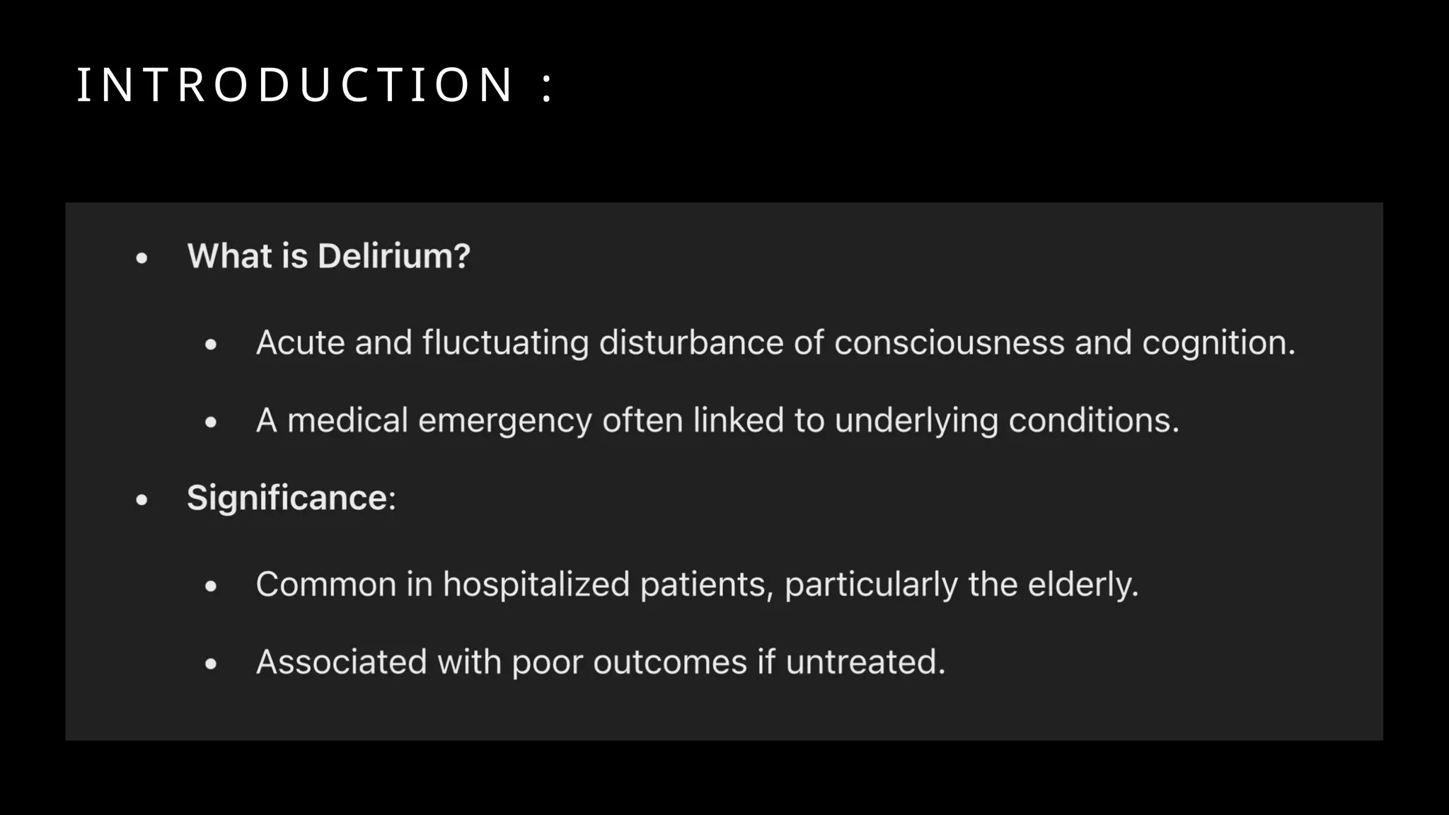 Delirium and its treatment , it's types and clinical co relation | PPTX