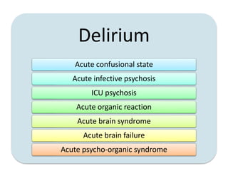 Delirium, dementia and other mental disorder due to brain dysfunction ...