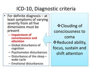 Delirium, dementia and other mental disorder due to brain dysfunction ...