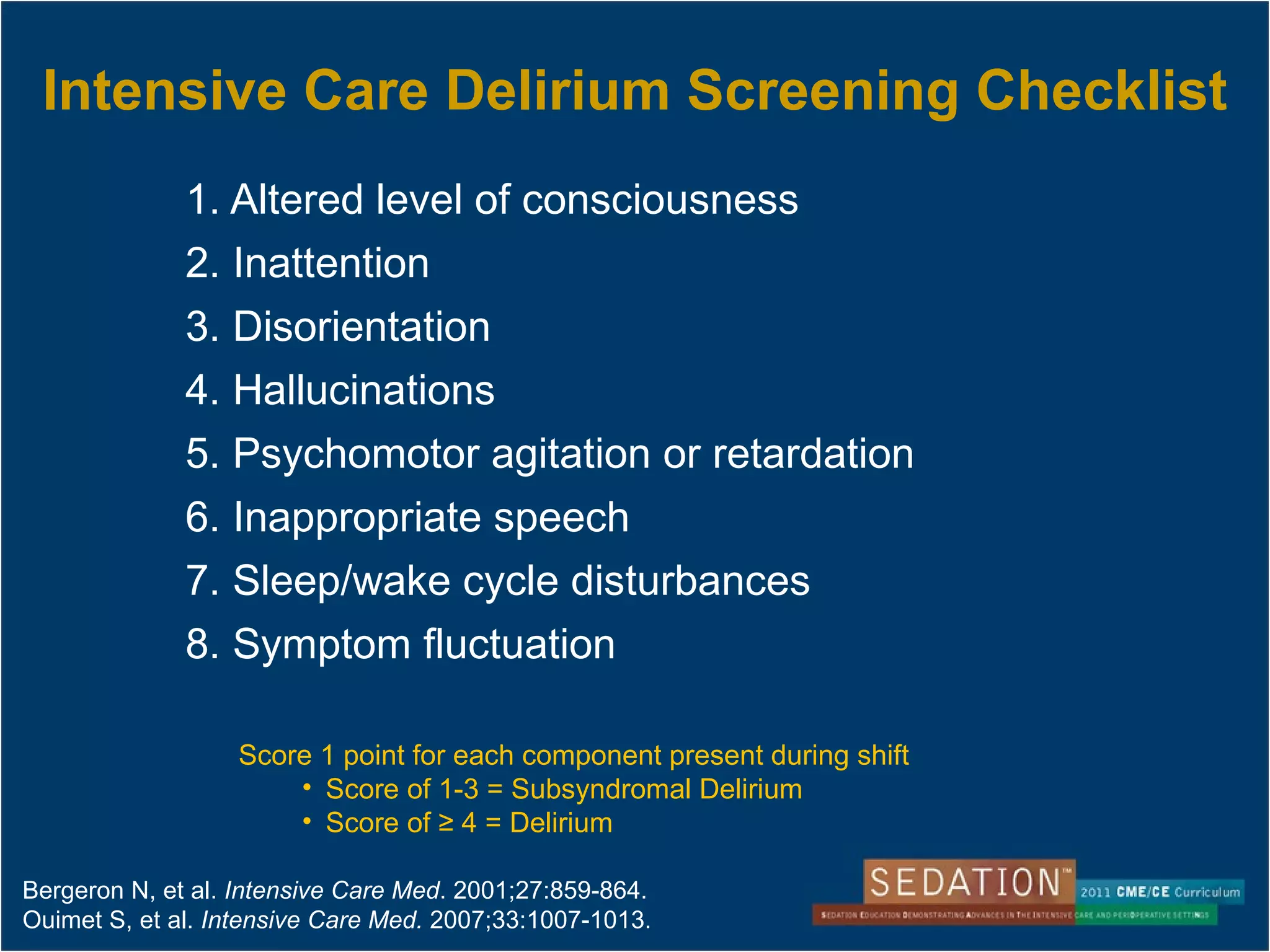 Delirium in Neuro ICU 2011 | PPT