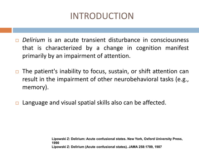 Delirium | PPTX | Brain and Nervous System Disorders | Diseases and ...