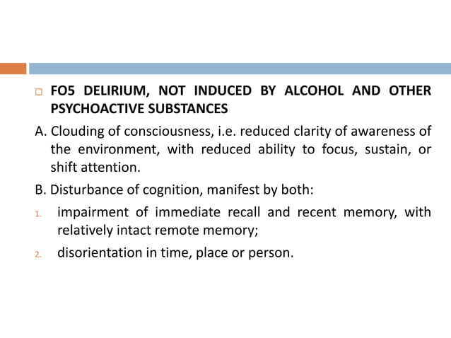 Delirium | PPTX | Brain and Nervous System Disorders | Diseases and ...