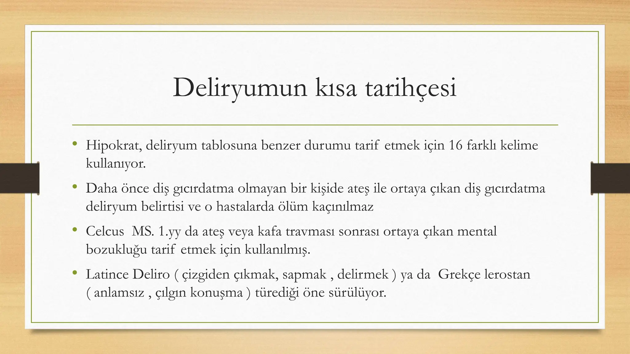 Deliryum Hastasına Yaklaşım Palyatif Servis | PPTX