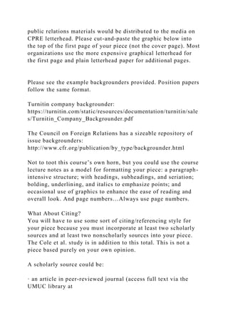 DELIVERABLE #2 BACKGROUNDERPOSITION PAPERWorth 212.5 point | PDF