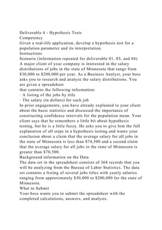 Deliverable 4 - Hypothesis TestsCompetencyGiven a real-life ap.docx
