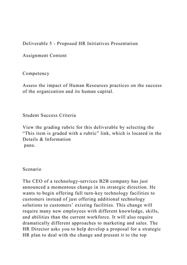 Deliverable 5 - Proposed HR Initiatives PresentationAssignme.docx ...