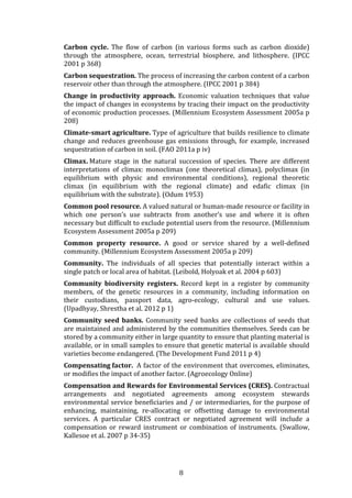 Glossary of terms on ecosystem services in agriculture | PDF