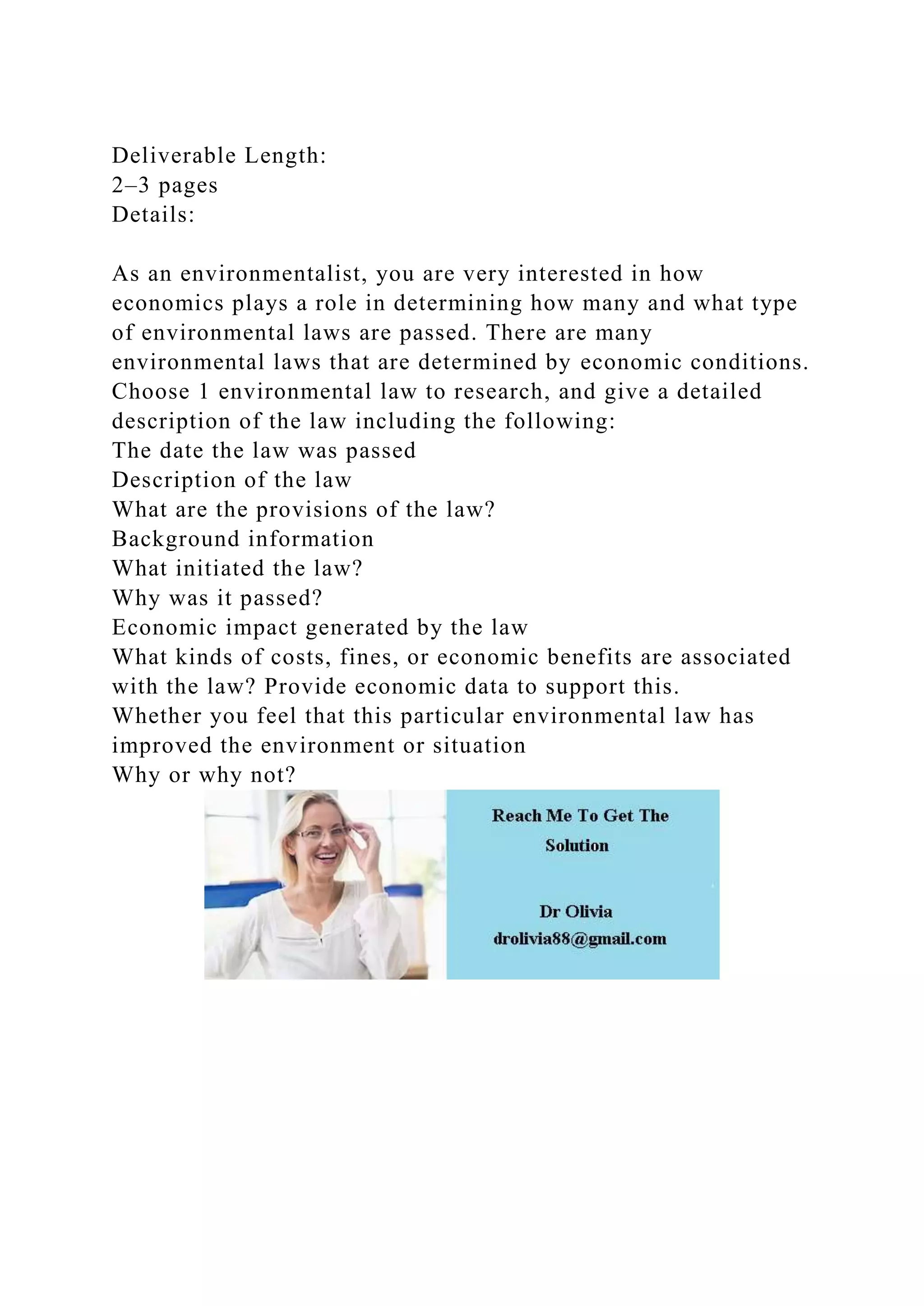 Deliverable Length2–3 pagesDetailsAs an environmentalist, .docx