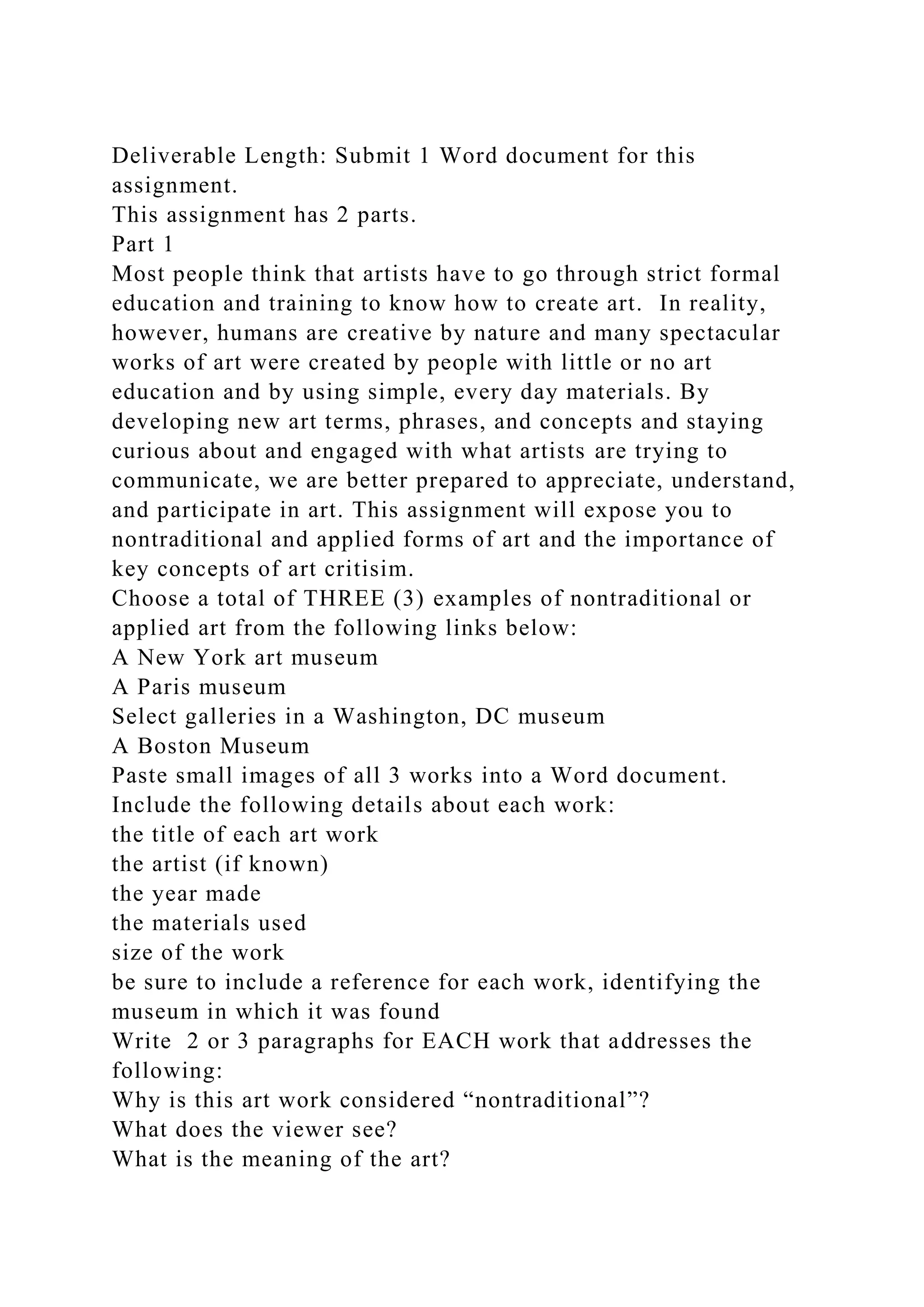 Deliverable Length Submit 1 Word document for this assignment.Thi.docx