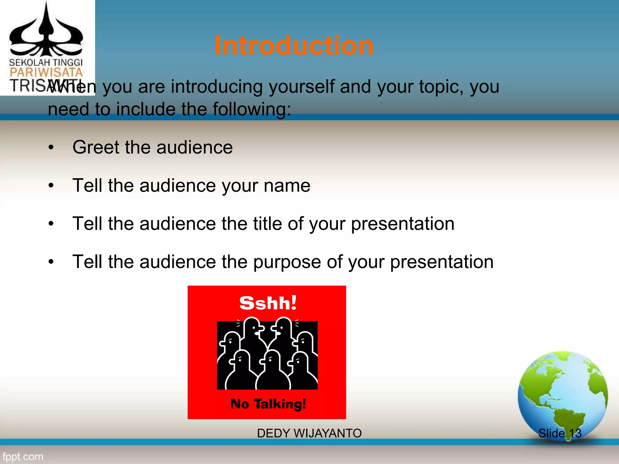 Deliver a short oral presentation in english | PPTX