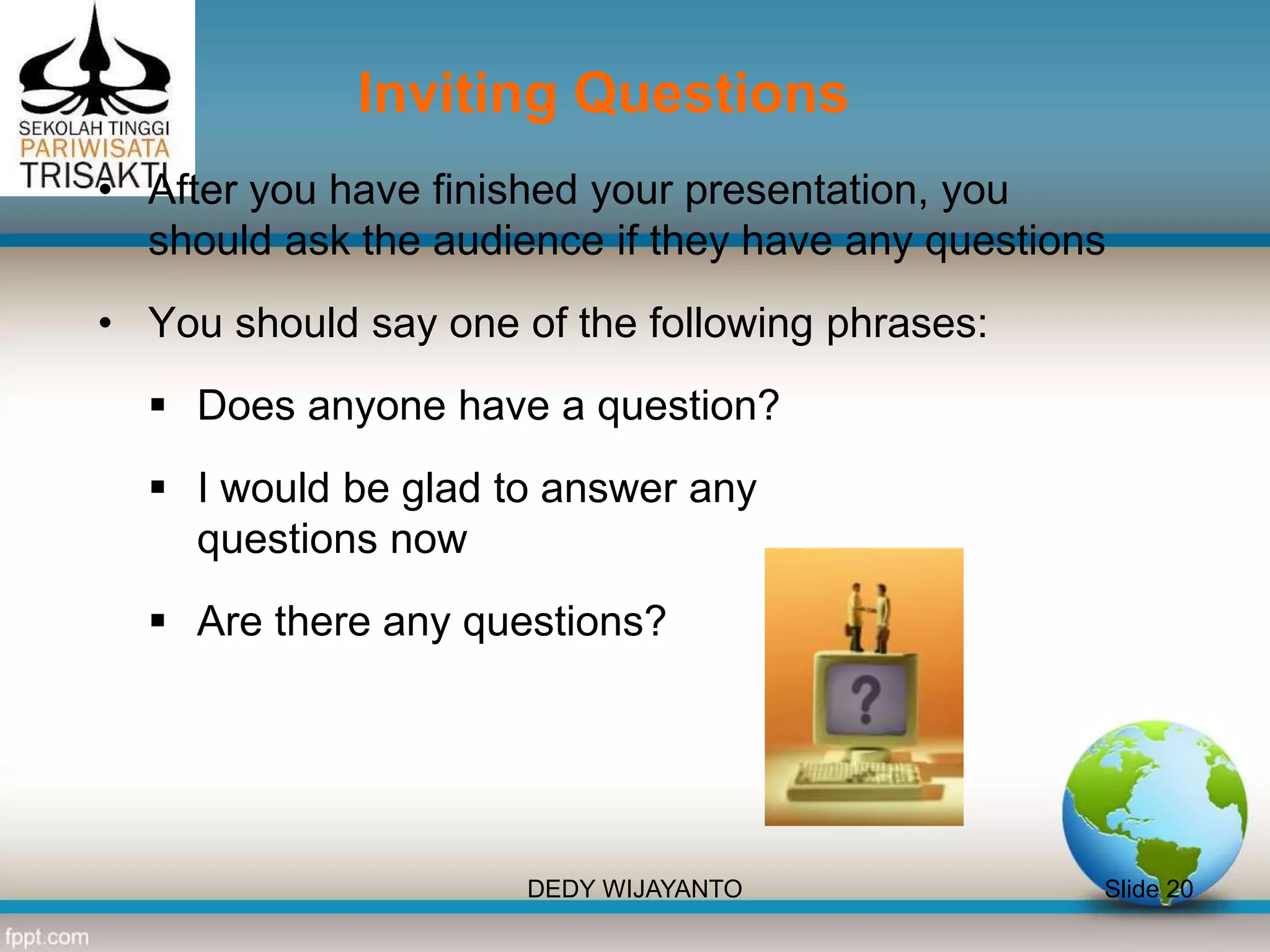 Deliver a short oral presentation in english | PPTX