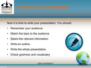 Deliver a short oral presentation in english | PPTX
